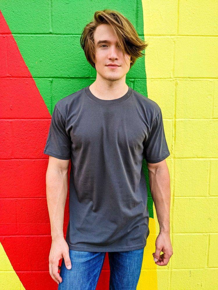 The Crew Neck Essential Tee -100% Cotton- Asphalt | Robert August